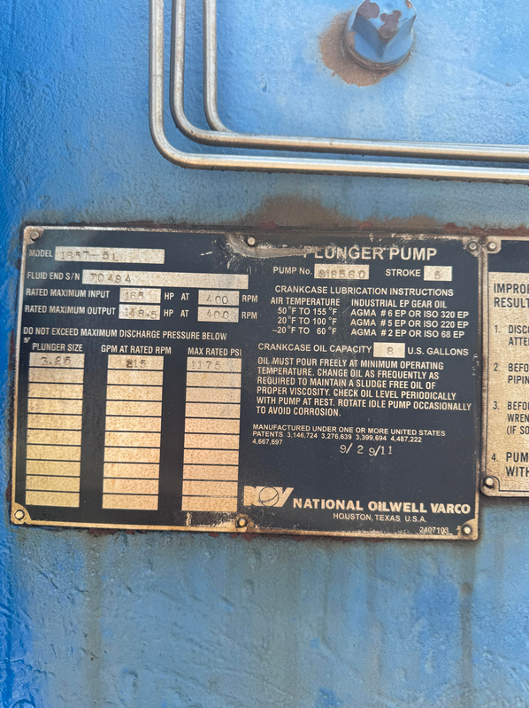 NOV 165-T-5L Triplex Reciprocating Plunger Pump | BRANABEE